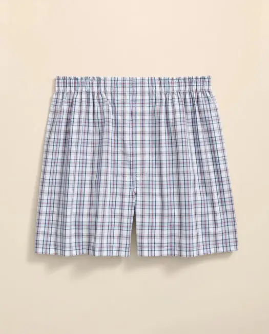 Brooks Brothers Cotton Broadcloth Plaid Boxers | | Small - Blue