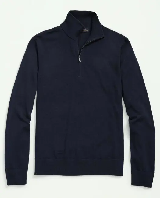 Brooks Brothers Big & Tall Ultimate Merino Wool Quarter-zip Sweater - Navy