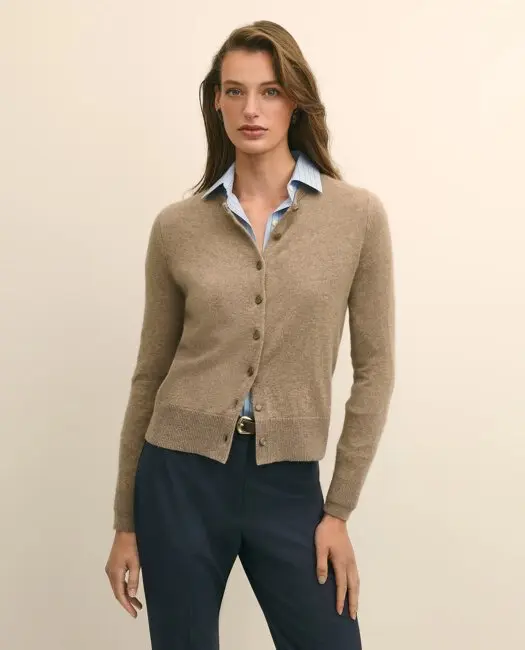 Brooks Brothers S Cashmere Cardigan Sweater | | Large - Dark Beige