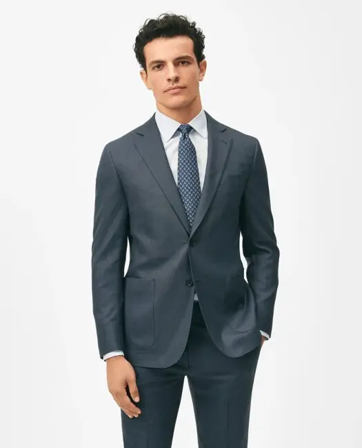 Brooks Brothers S Explorer Collection Slim Fit Wool Nailhead Suit Jacket - Blue