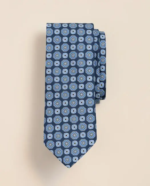 Brooks Brothers S Silk Octagon Flower Tie - Blue