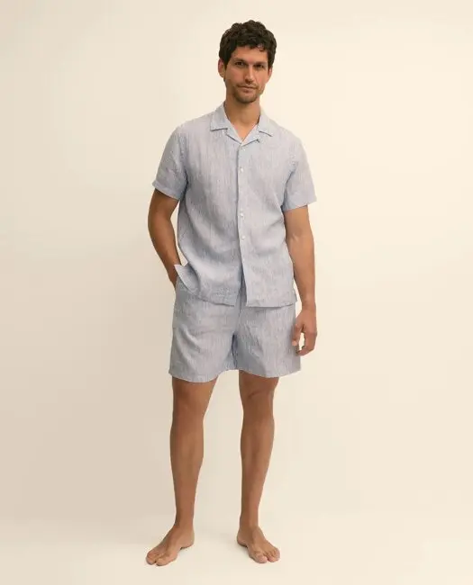 Brooks Brothers Linen Short Pajama Set - Blue