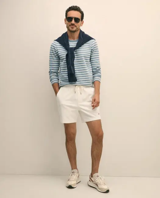 Brooks Brothers 6" Friday Shorts In 8-wale Cotton Corduroy Pants - White