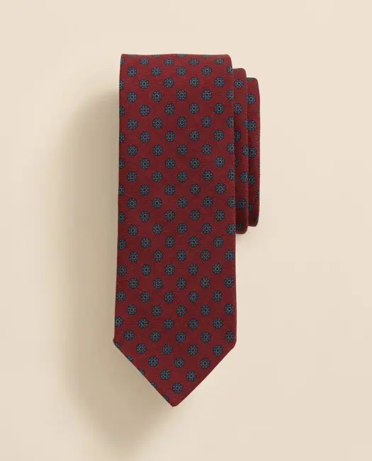 Brooks Brothers Wool Small Flower Tie - Medium Red