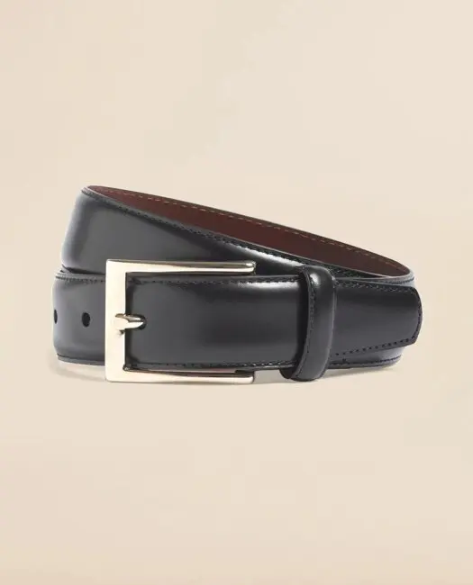 Brooks Brothers S Gold Buckle Leather Dress Belt - Black