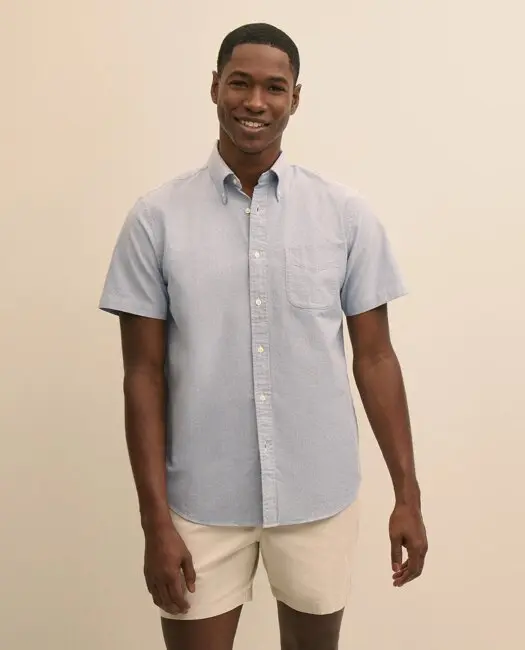 Brooks Brothers Friday Short-sleeve Oxford Shirt - Blue