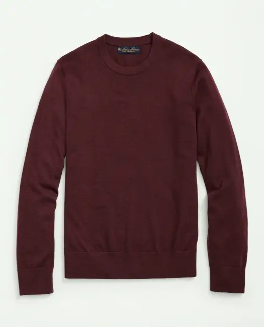 Brooks Brothers Ultimate Merino Wool Crewneck Sweater - Burgundy