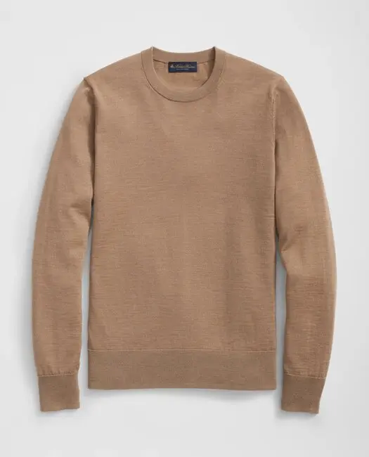 Brooks Brothers Ultimate Merino Wool Crewneck Sweater | | Large - Camel