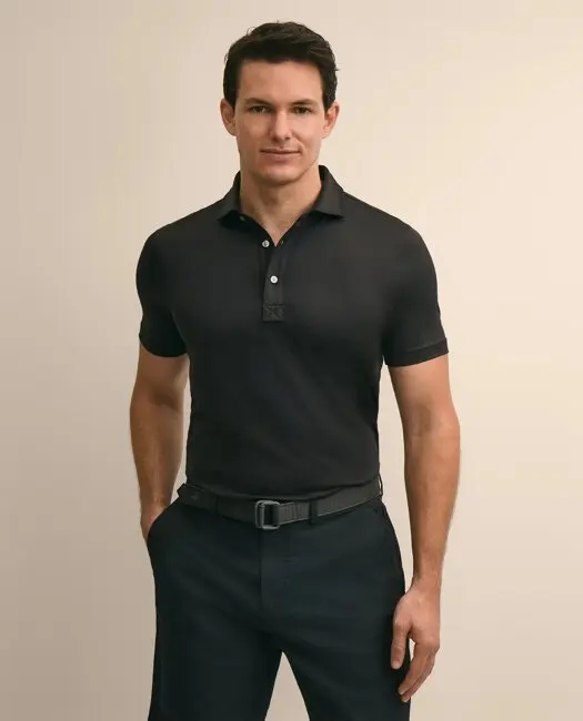 Brooks Brothers S Performance Series Spread Collar Polo Shirt - Black