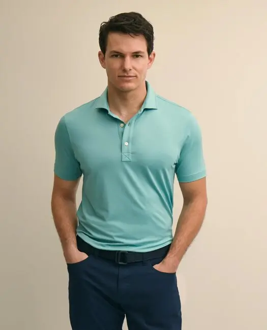 Brooks Brothers S Performance Series Spread Collar Polo Shirt - Turquoise
