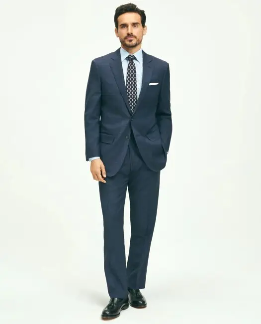 Brooks Brothers S Traditional Fit Wool Checked 1818 Suit - Navy