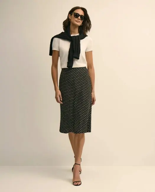 Brooks Brothers S Dot-print Slip Skirt - Black