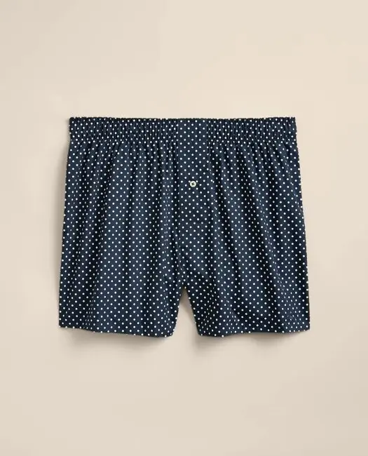 Brooks Brothers Slim Fit Cotton Broadcloth Dot Boxers - Navy
