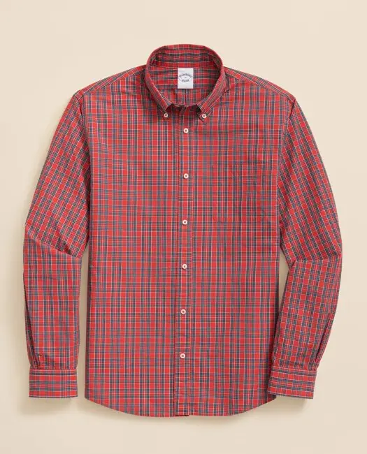 Brooks Brothers Friday Shirt, Poplin Stewart Tartan - Red