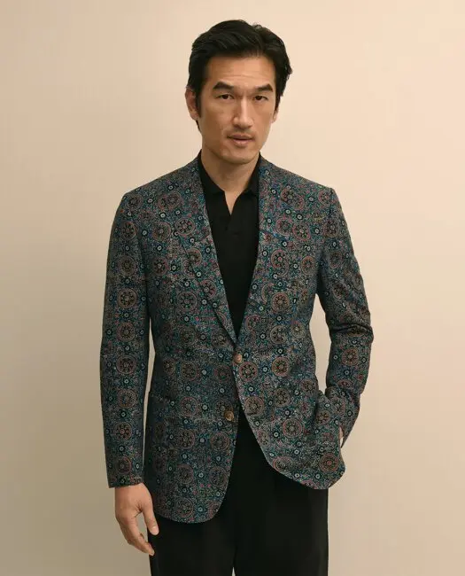 Brooks Brothers Classic Fit Cotton Medallion Mosaic Sport Coat - Blue