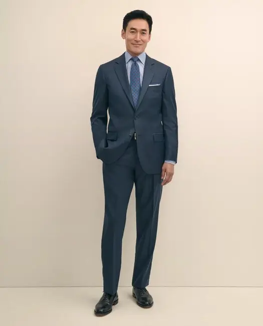 Brooks Brothers S Traditional Fit Wool Tic 1818 Suit - Navy