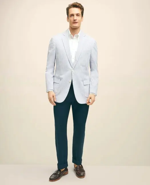 Brooks Brothers Classic Fit Stretch Cotton Seersucker Sport Coat