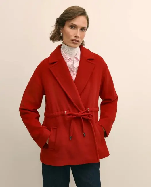 Brooks Brothers Wool Double-faced Drawstring Waist Coat - Red