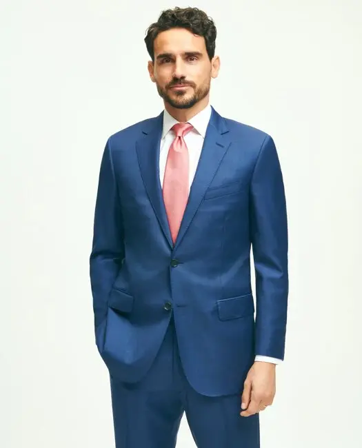 Brooks Brothers S Traditional Fit Wool Sharkskin 1818 Suit - Blue