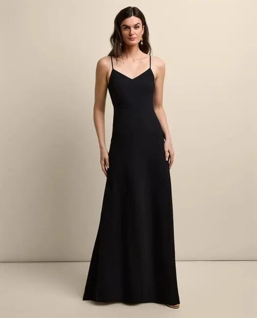 Brooks Brothers V-neck Spaghetti Strap Gown - Black