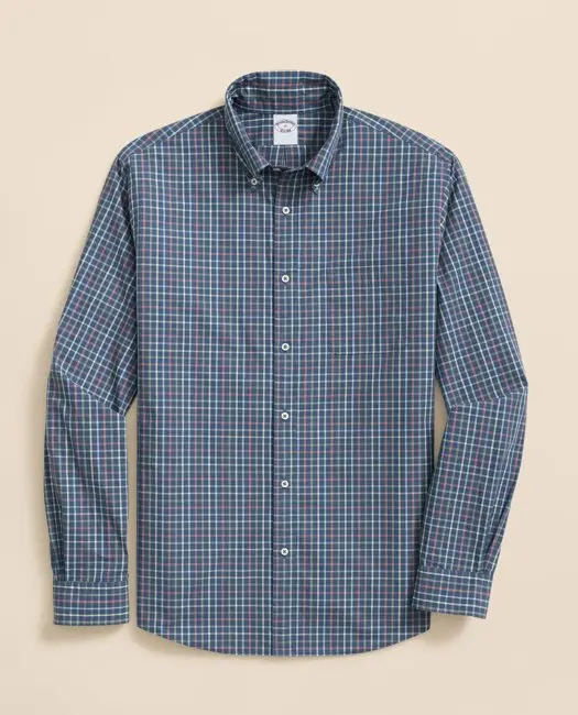 Brooks Brothers Friday Shirt, Poplin Windowpane - Navy