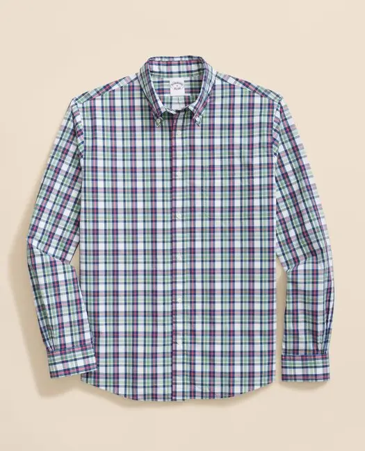 Brooks Brothers Friday Shirt, Poplin Plaid - Navy