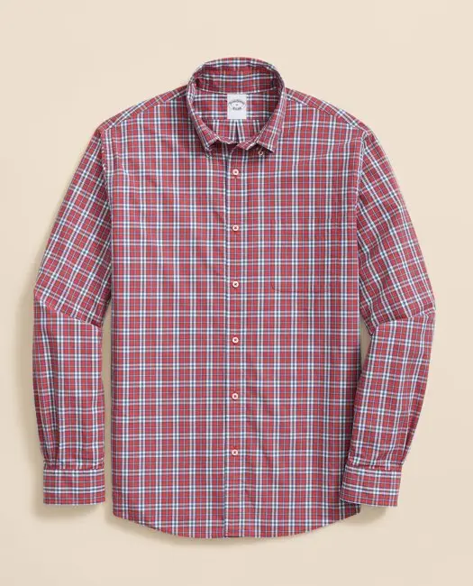 Brooks Brothers Friday Shirt, Poplin Plaid - Red