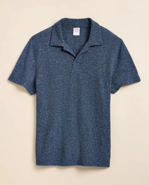 Brooks Brothers Cotton-linen Pique Johnny Collar Shirt | | Medium - Blue