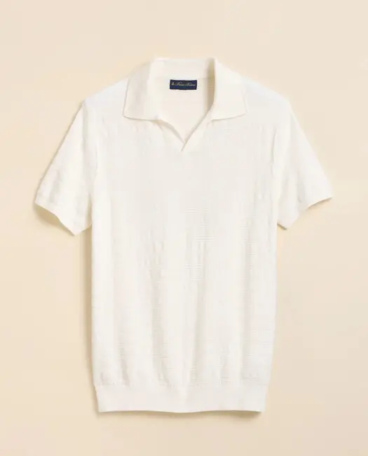 Brooks Brothers Supima Cotton Engineered-stripe Johnny Collar Sweater - Marshmallow