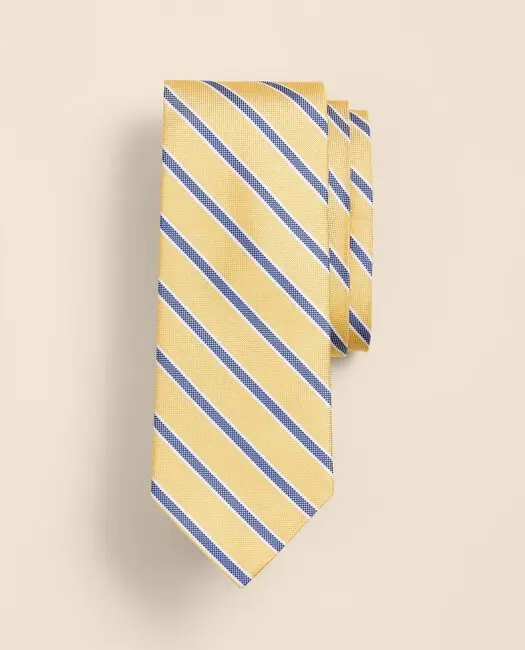 Brooks Brothers Silk Oxford-weave Outline Stripe Tie - Yellow