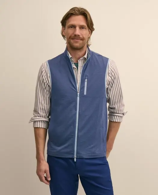 Brooks Brothers Performance Series Full-zip Vest - Chambray Blue