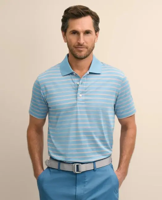 Brooks Brothers Performance Series Micro-stripe Polo Shirt - Blue