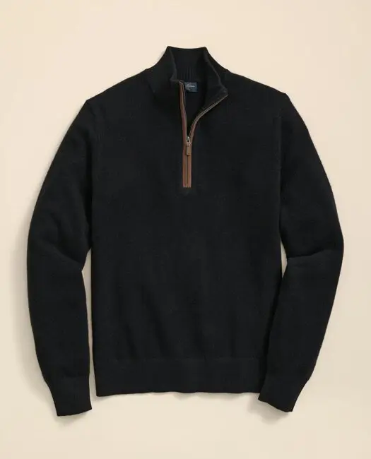 Brooks Brothers 3-ply Cashmere Quarter-zip Sweater | | Small - Black