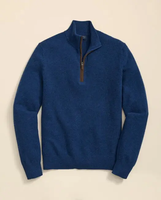 Brooks Brothers 3-ply Cashmere Quarter-zip Sweater - Blue