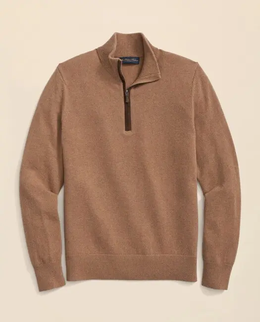 Brooks Brothers 3-ply Cashmere Quarter-zip Sweater | | Small - Brown