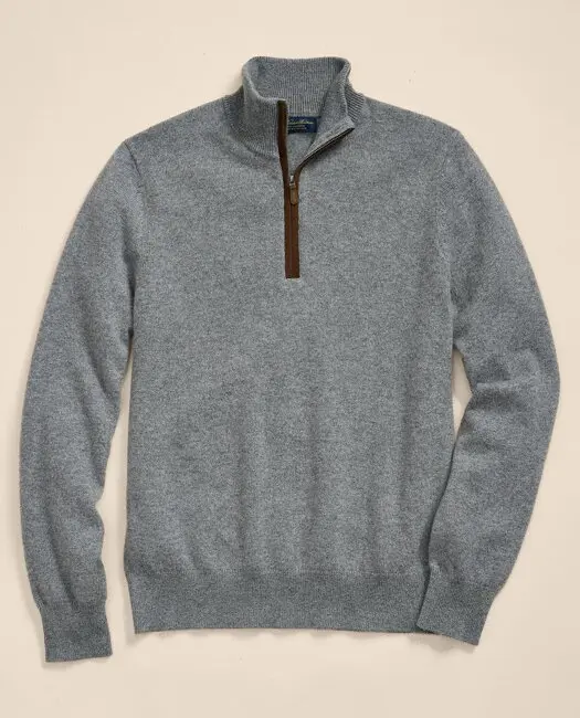 Brooks Brothers 3-ply Cashmere Quarter-zip Sweater - Grey