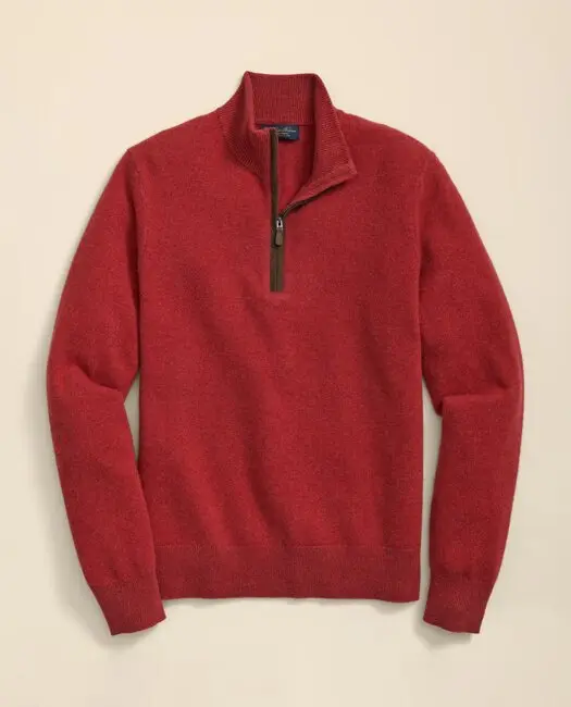 Brooks Brothers 3-ply Cashmere Quarter-zip Sweater | | Small - Red
