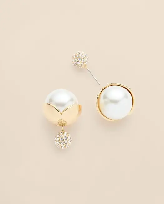 Brooks Brothers Faux Pearl And -tone Ball Stud Earrings