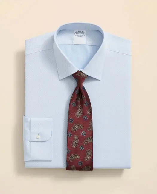 Brooks Brothers Stretch Supima Cotton Non-iron Dobby Ainsley Collar Dress Shirt | | 17 34 - Light Blue