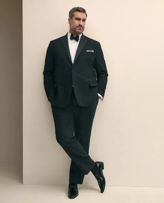 Brooks Brothers Big & Tall Explorer Collection Wool Tuxedo Pants - Black