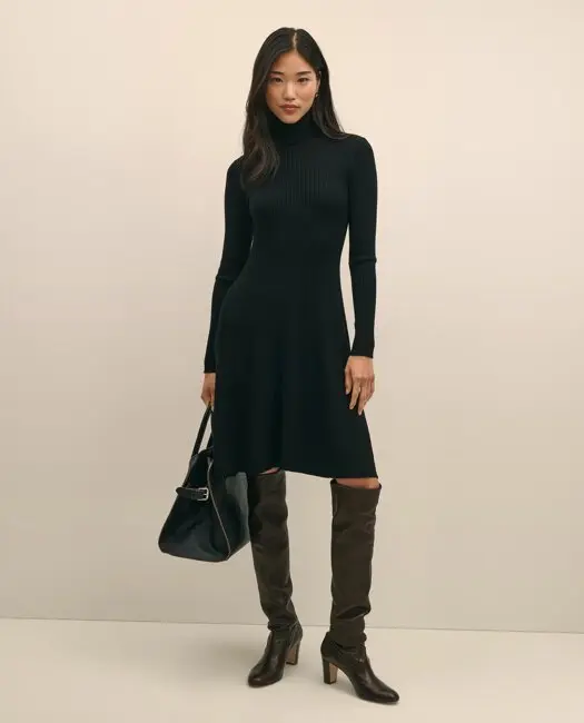 Brooks Brothers Merino Wool Turtleneck Dress | | Large - Black