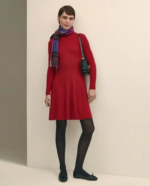 Brooks Brothers Merino Wool Turtleneck Dress | | Large - Red