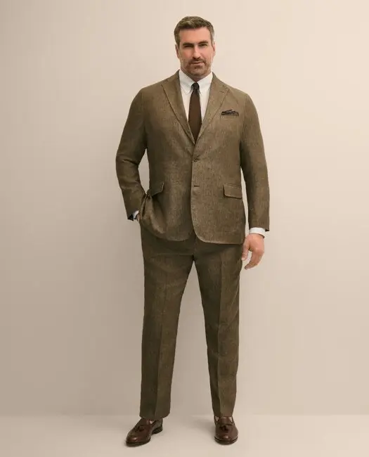 Brooks Brothers Big & Tall Linen Suit Pants - Brown