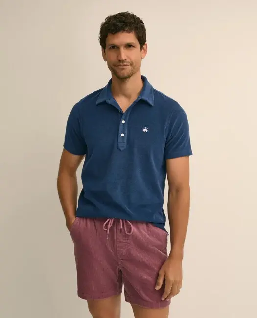 Brooks Brothers Cotton Blend Terry Cloth Polo Shirt - Dark Blue