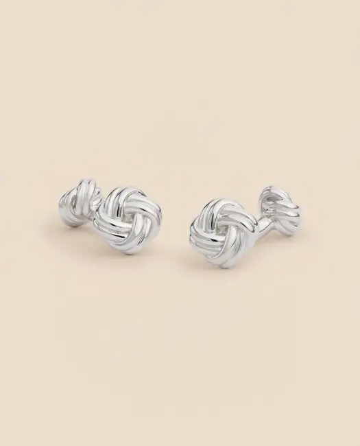 Brooks Brothers Sterling Rhodium-plated Knot Cufflinks - Silver