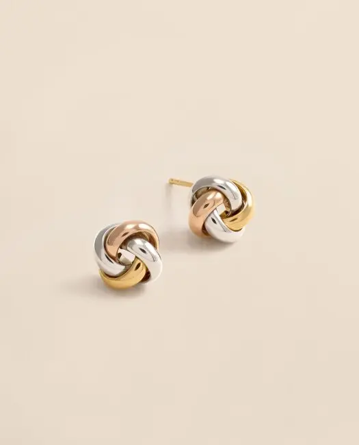 Brooks Brothers 14k Gold Tri-color Knot Stud Earrings - Multicolor