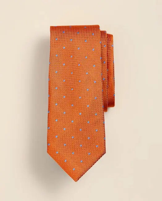 Brooks Brothers Silk Basketweave Dot Tie - Orange