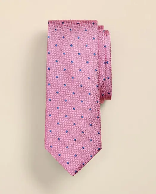 Brooks Brothers Silk Basketweave Dot Tie - Pink