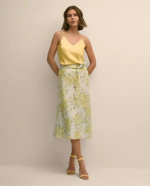Brooks Brothers S Linen A-line Waist-tie Skirt - Light Blue