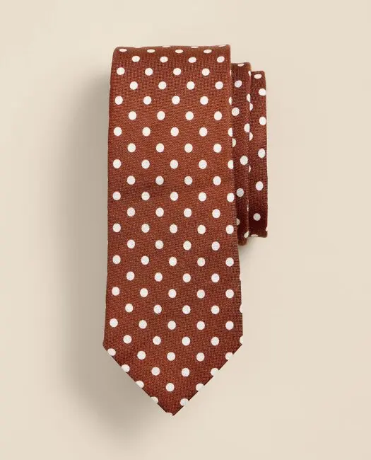 Brooks Brothers S Linen-silk Dot Tie - Orange